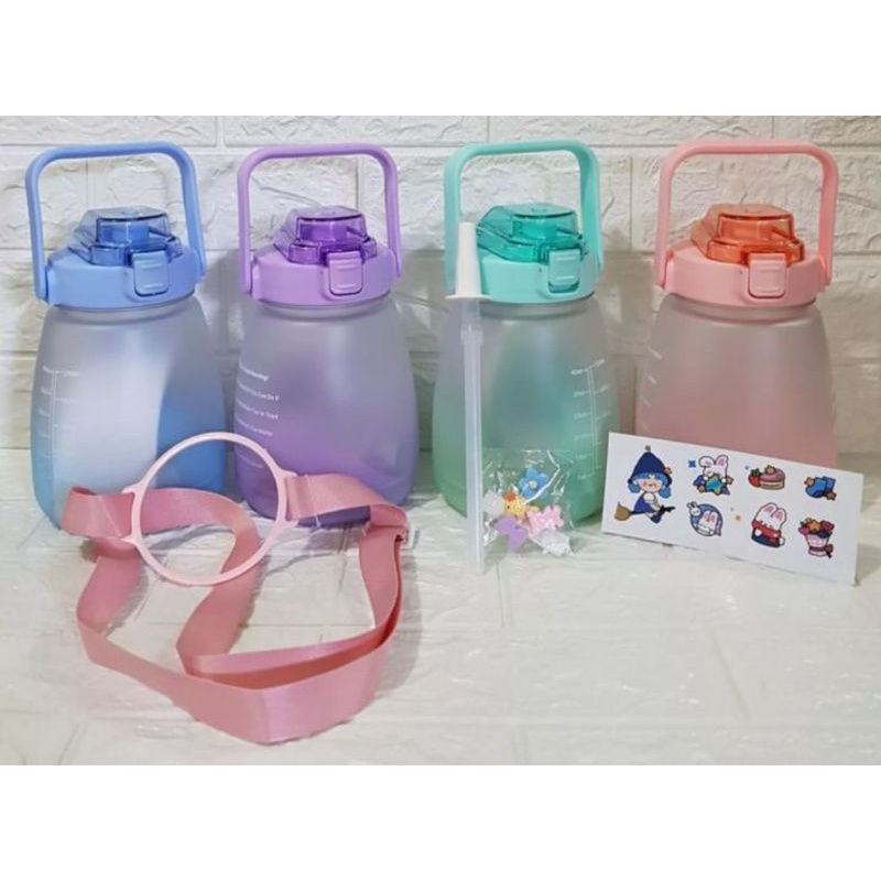 Jual Botol Air Minum Gradient Gradasi Viral Motivasi Penanda Waktu 2 ...