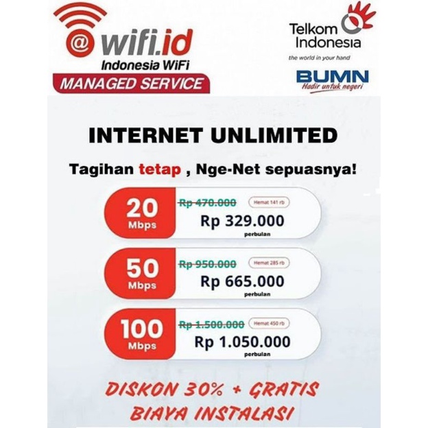 Jual Pasang layanan Internet WiFi.id 20 Mbps hingga 100 Mbps | Shopee Indonesia