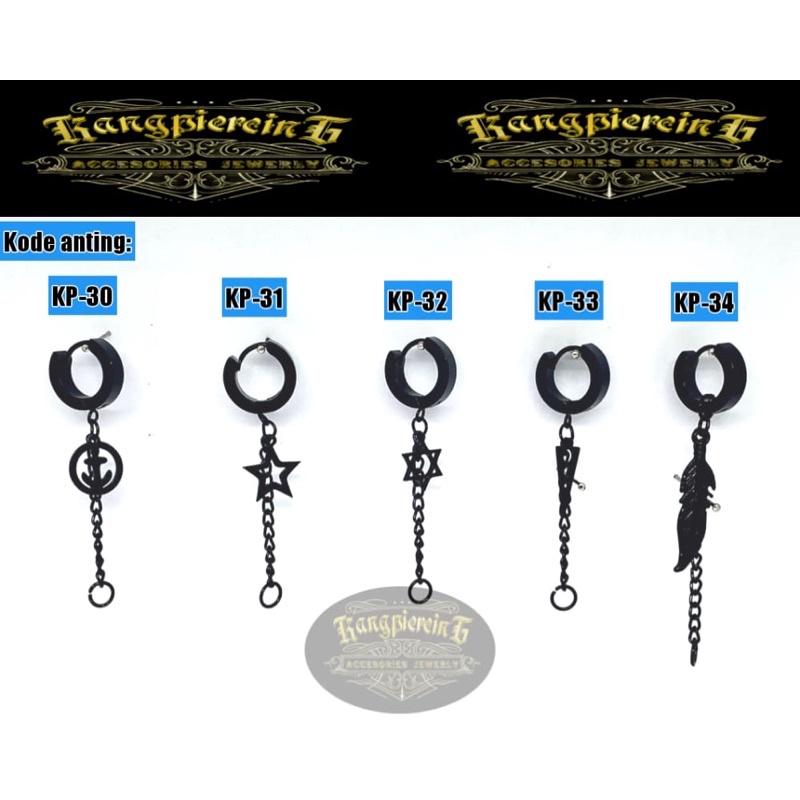 Jual Anting gantung hitam korea bts trend 2022 tindik dan non tindik ...