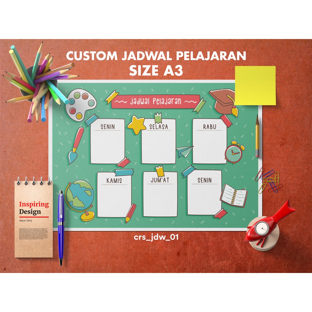 Jual Cetak Poster Custom Jadwal Pelajaran Sekolah Anak Print A3 Poster ...