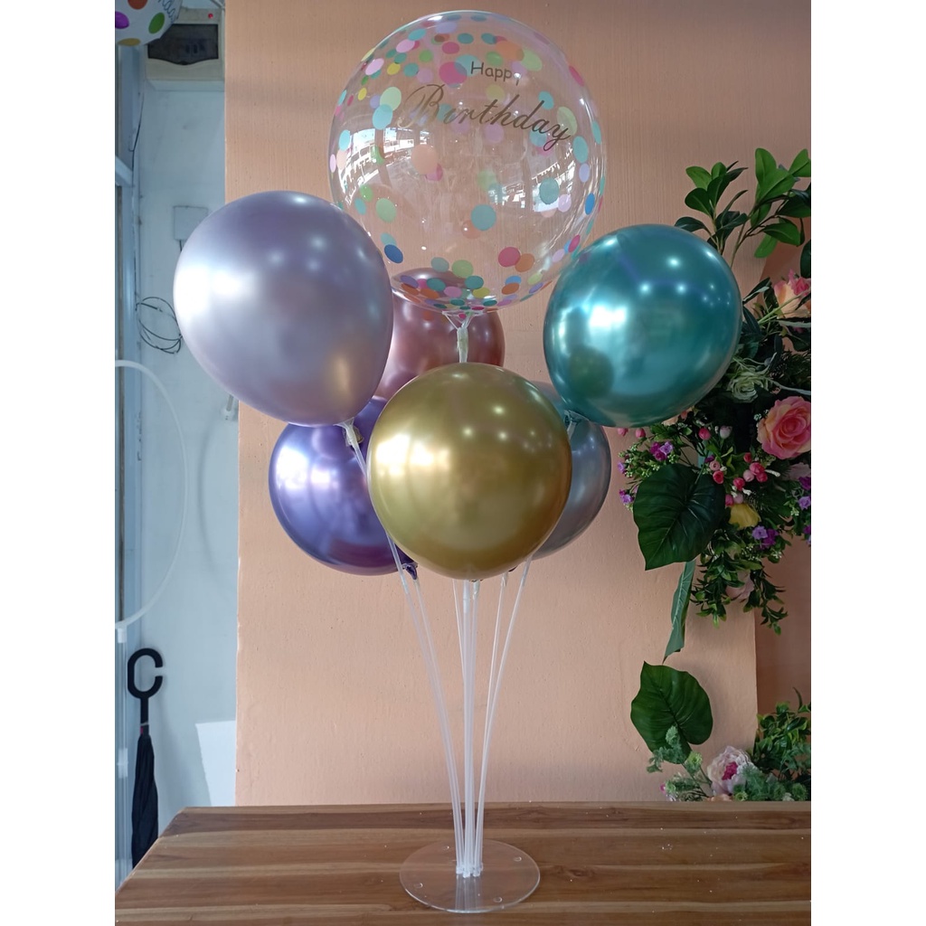 Jual stand holder balon 7in1 stick cup standing balon+tatakan / tiang ...