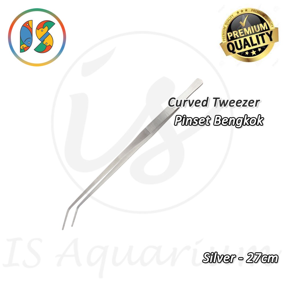 Jual IS Pinset Bengkok 27cm Silver Premium Aquascape Tools Curved ...