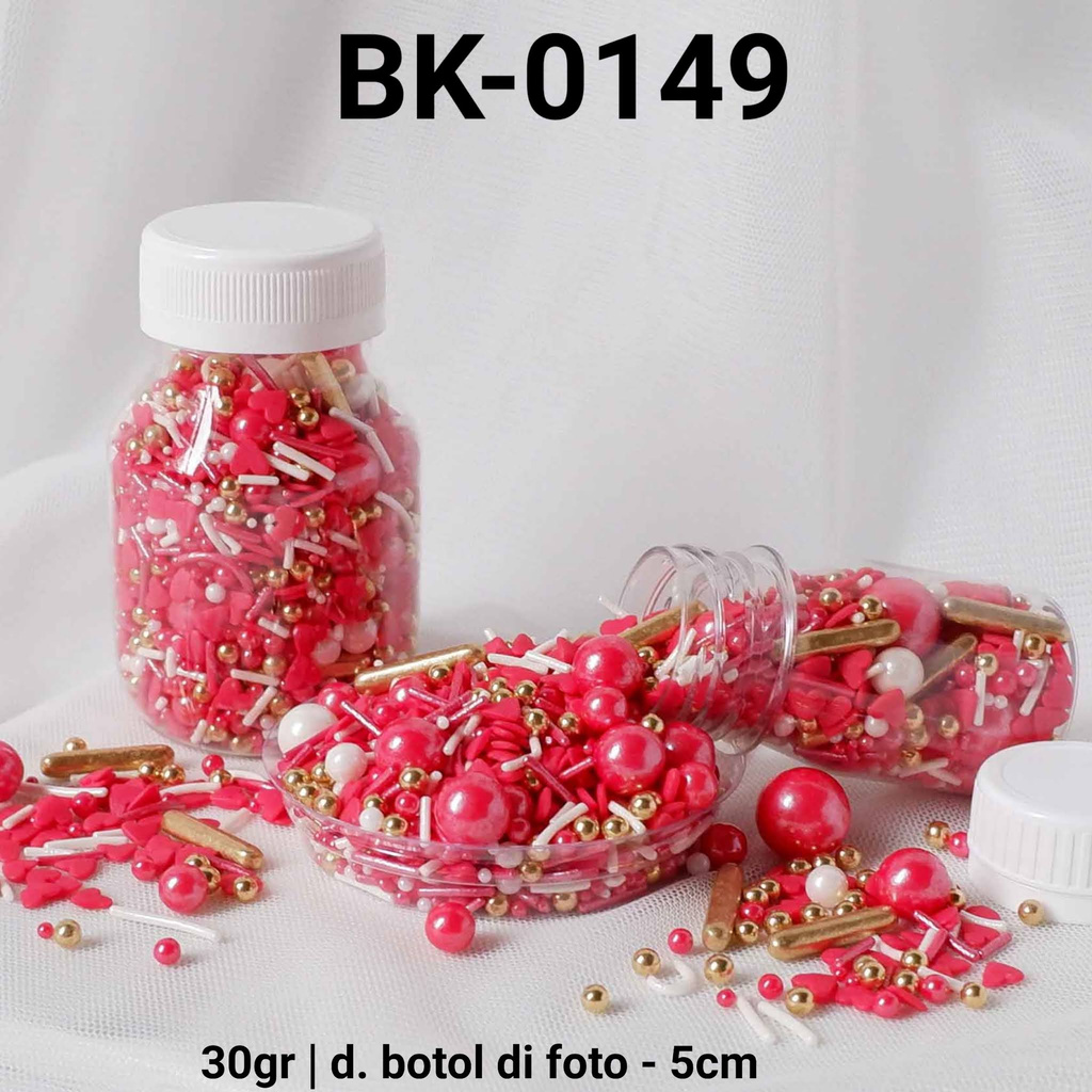 Jual BK-0149 Sprinkles sprinkle springkel 30 gram mutiara mix merah ...