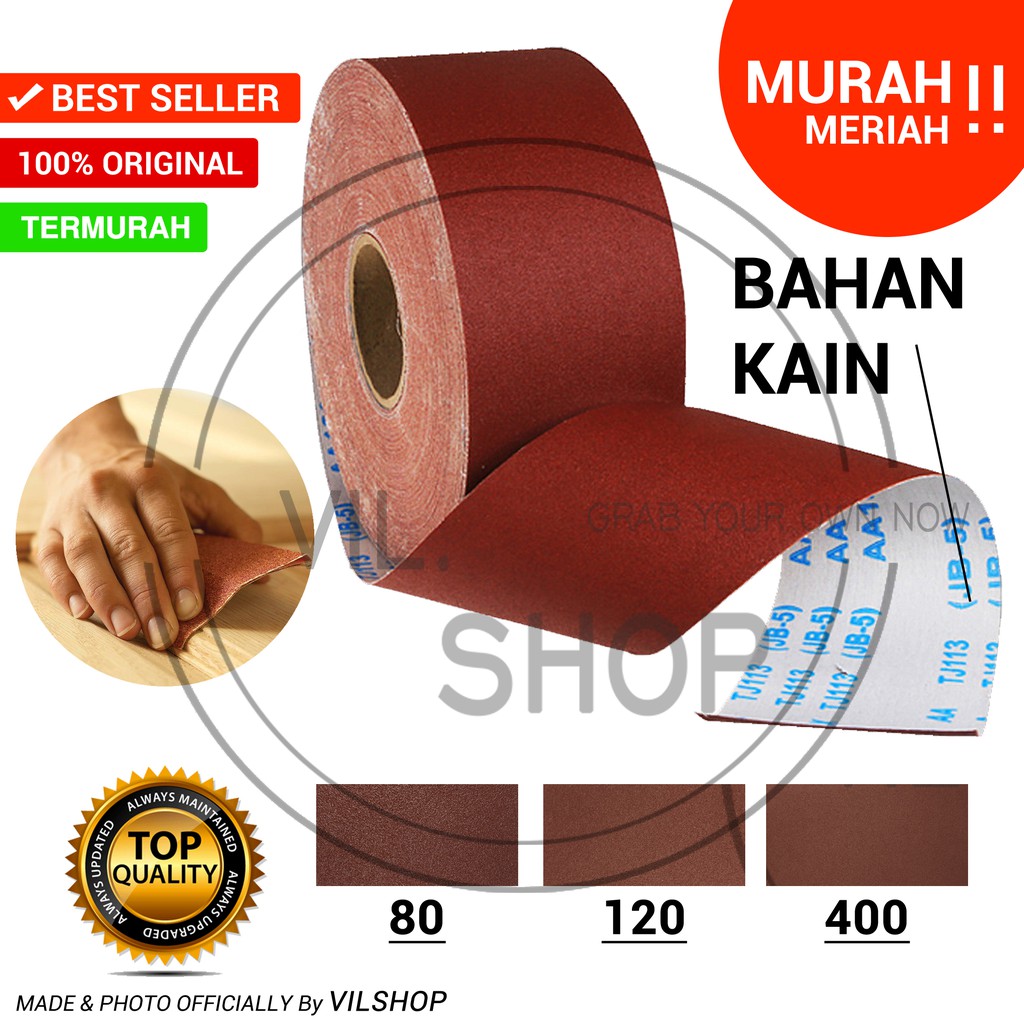 Jual KAIN AMPLAS KERTAS PASIR GRIT 80 100 120 150 180 240 320 400 PER 1 ...