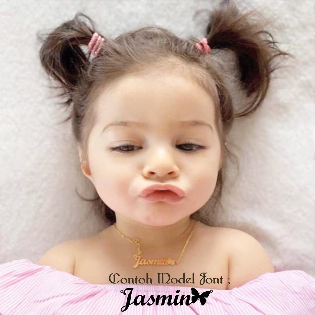 Jual Kalung Anak Model JASMIN BUTERFLY | Kalung Titanium Wanita Liontin Ukir Nama Lapis Emas ...