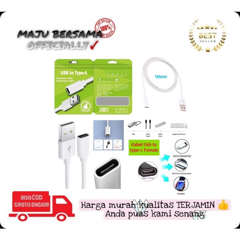 Jual MB - Kabel usb to TYPE C extension cable Female kabel data usb to ...