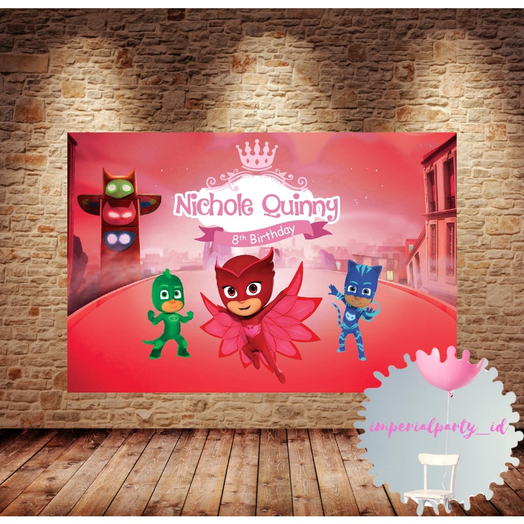 Jual Custom Backdrop Banner Spanduk Happy Birthday Masks Girl Tower PJ ...