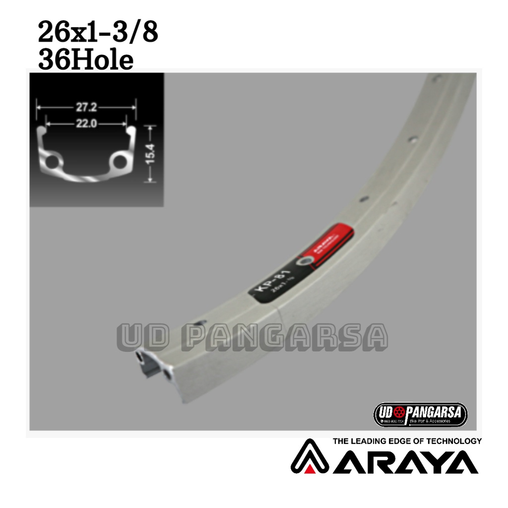 Jual Rims Velg Araya 26 x 1 3/8 26x1.3/8 36 hole CTB Polygon Siera ...