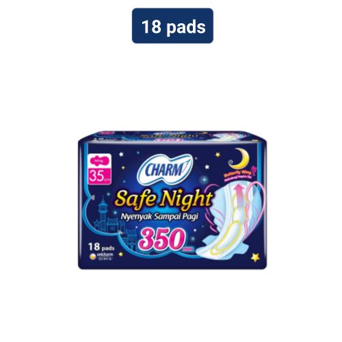 Jual Charm Pembalut Safe Night 35cm Wing 18 pads | Shopee Indonesia