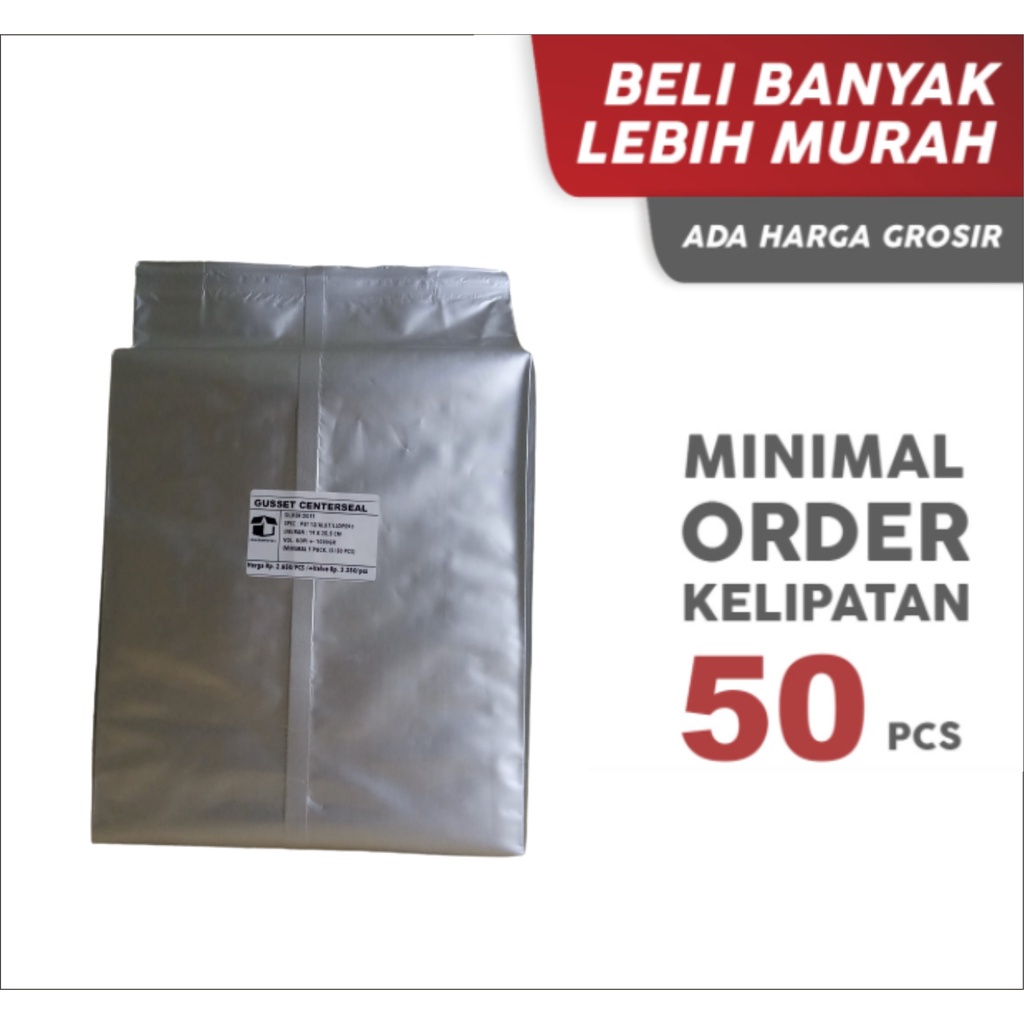 Jual Kemasan Gusset Centerseal Aluminium Silver Doff 19x35,5 cm 1000g ...