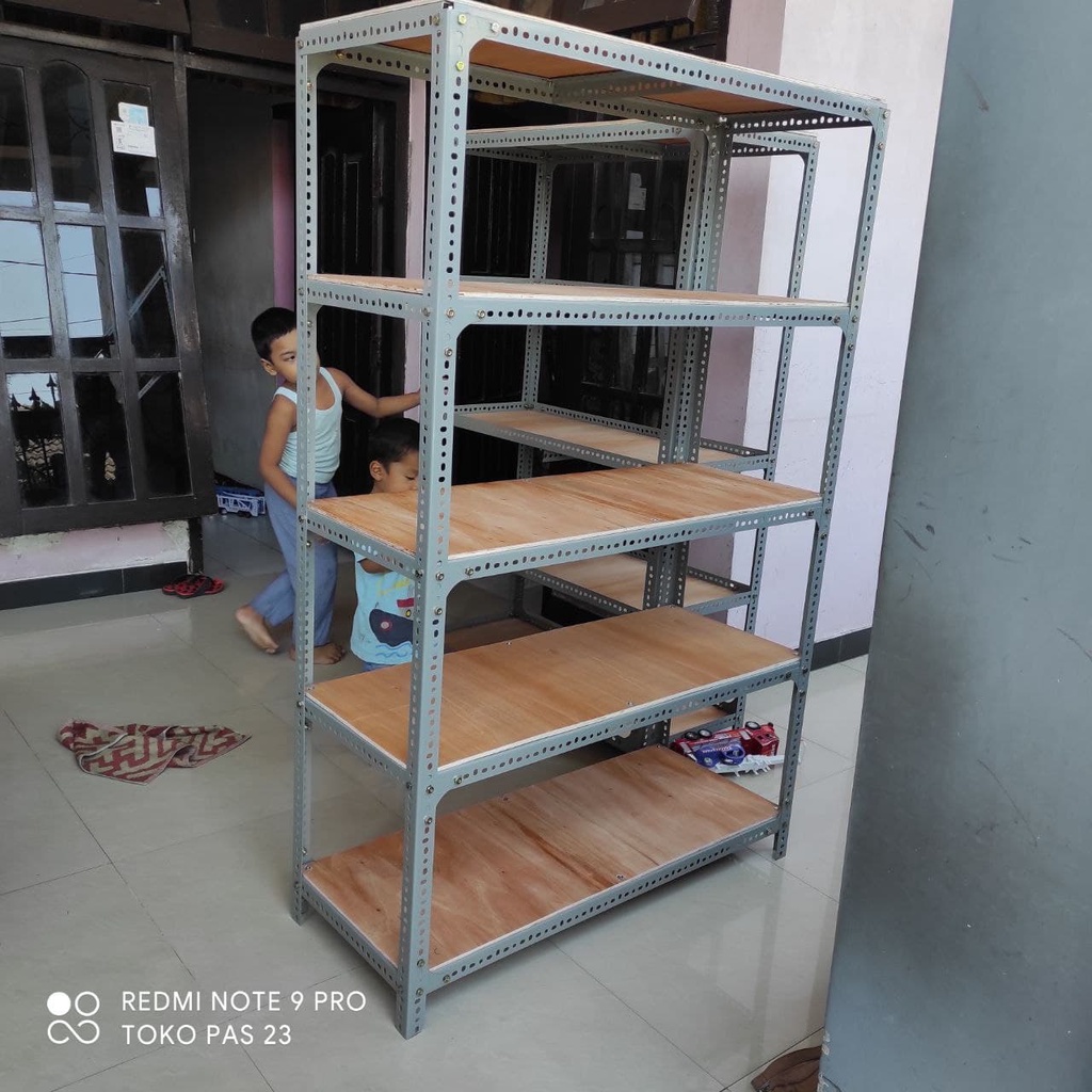 Jual DIY Rak Besi Siku Lubang Ukuran P120 L50 T200 (cm) 5 Susun ...