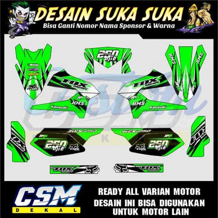 Jual 180 DEKAL DECAL MOTOR KLX 250 STIKER STICKER STRIPING BODY HIJAU ...