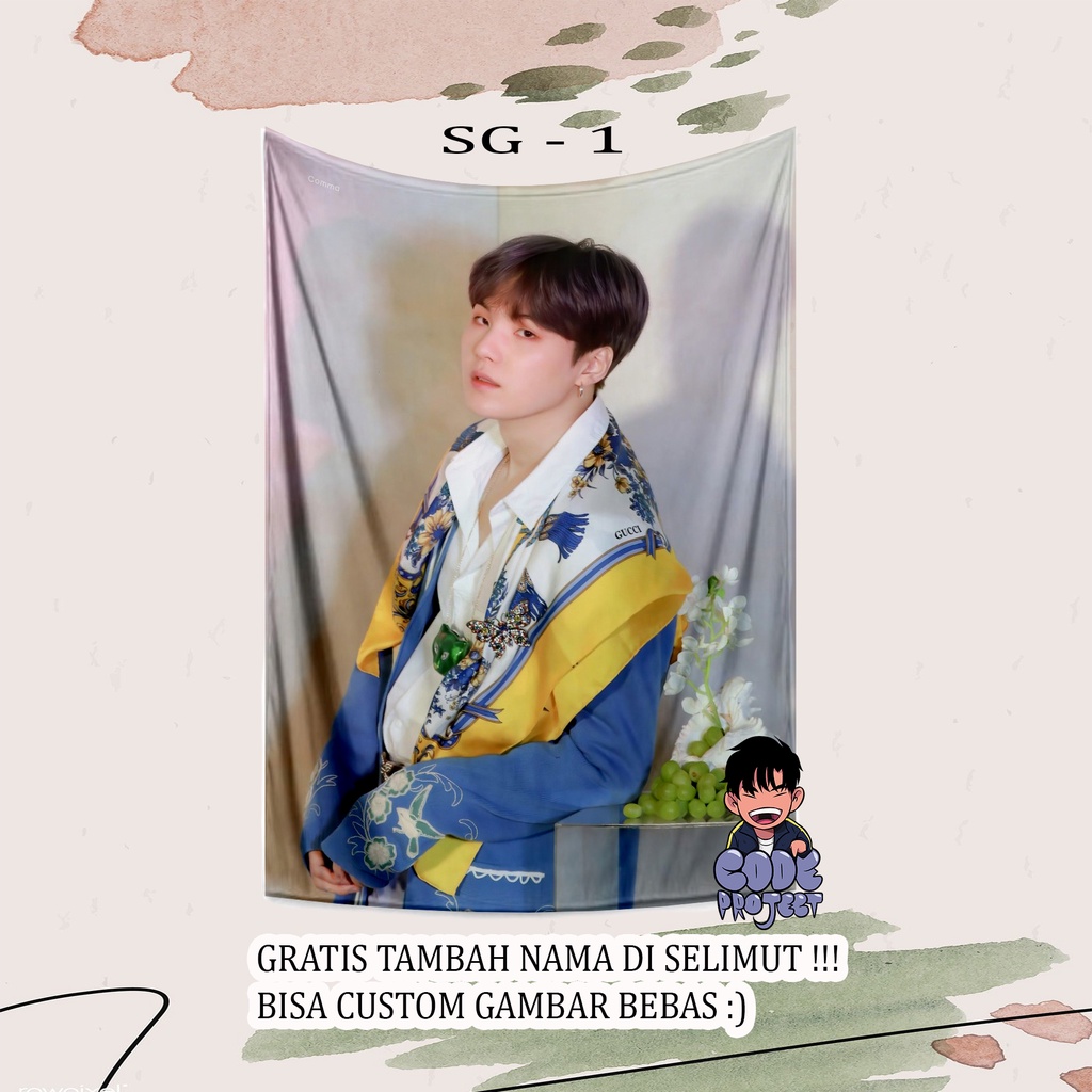 Jual SELIMUT MEMBER BTS SUGA - SELIMUT SUGA BTS - selimut custom kpop ...