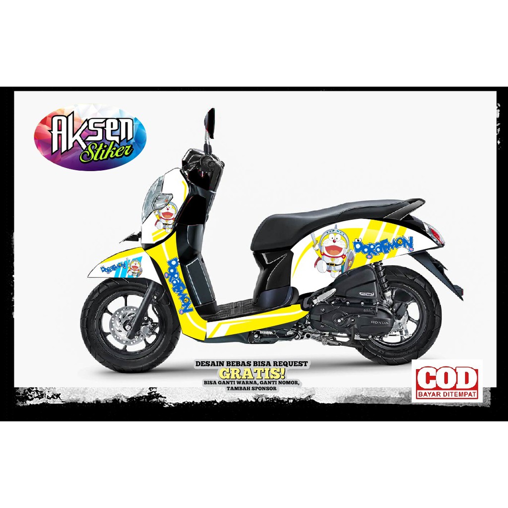 Jual decal all new scoopy decal custom full body grafis desain doraemon ...
