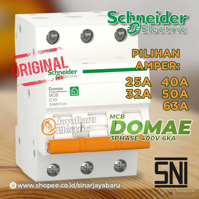 Jual Schneider MCB Domae 3P 3Phase 3Pole 25A 32A 40A 50A 63A 6kA SNI | Shopee Indonesia