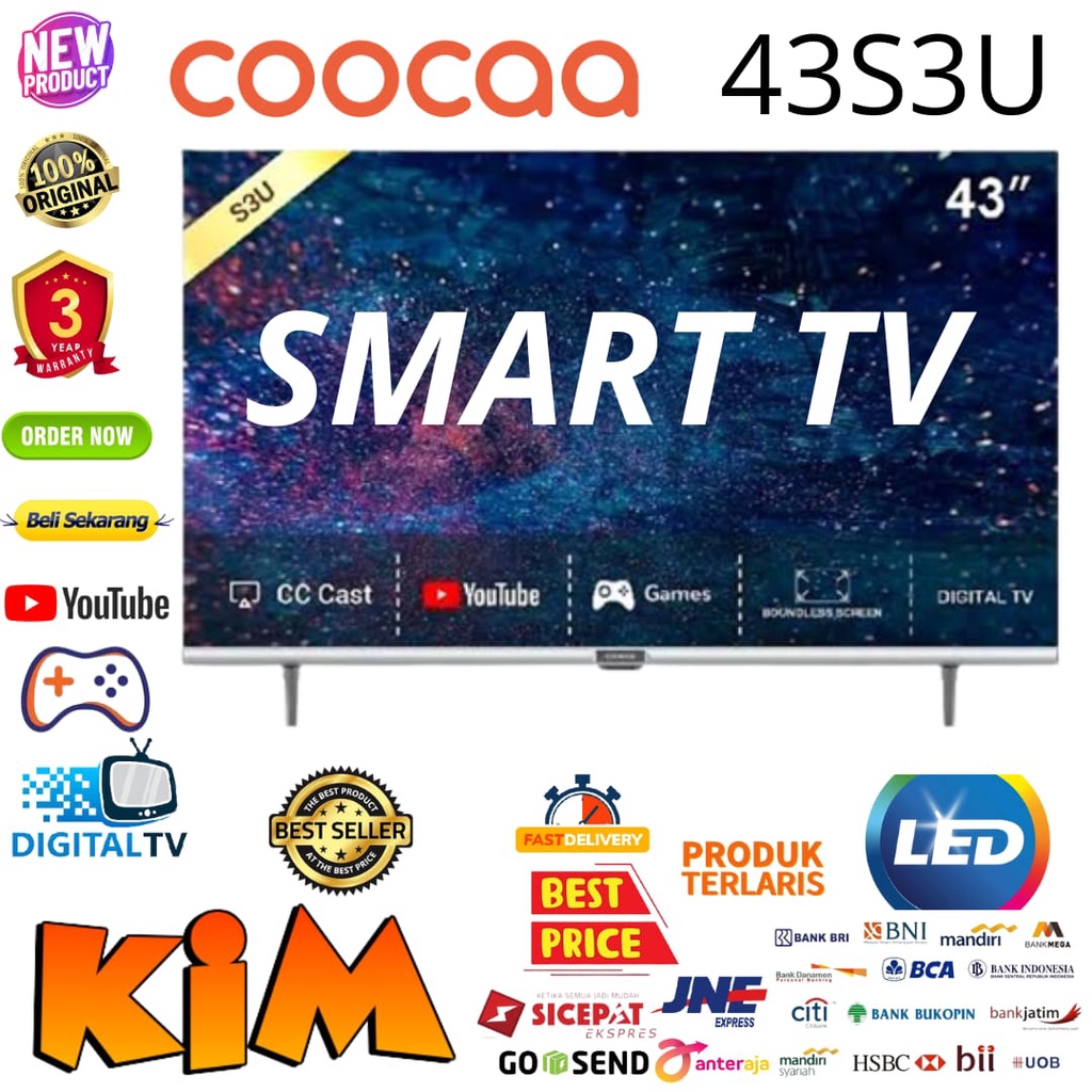 Jual COOCAA 43S3U LED TV 43 Inch SMART TV DIGITAL Bezel Less Dolby ...