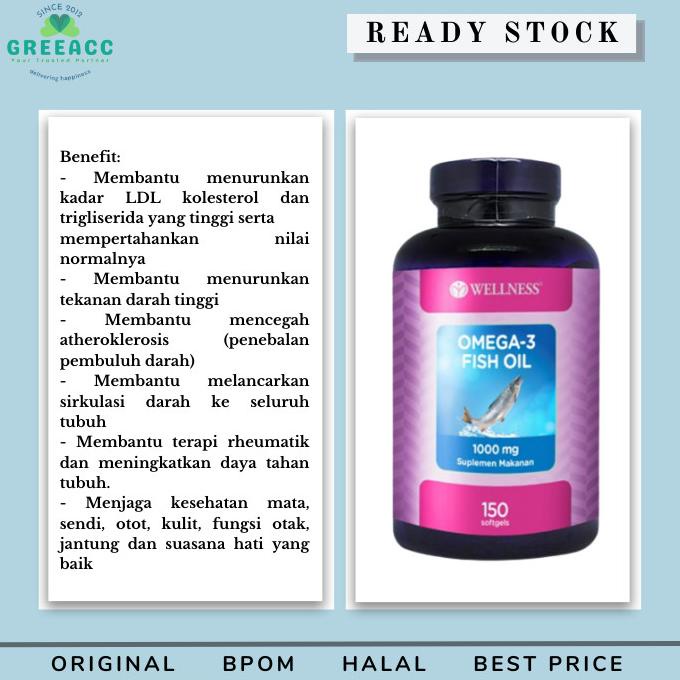 Jual Wellness Omega-3 Fish Oil 1000mg / Omega 3 1000 mg 150 Softgels ...