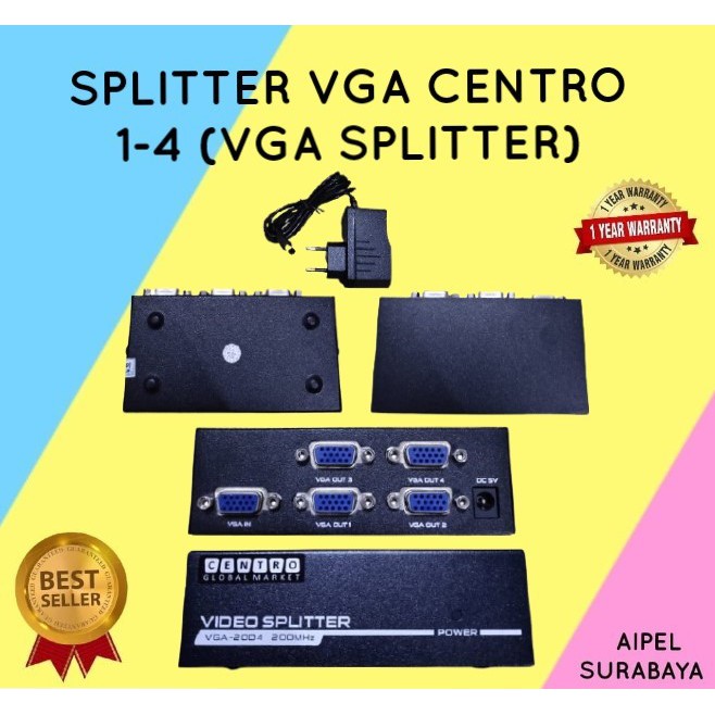 Jual SV4 | SPLITTER VGA CENTROO 1-4 (VGA SPLITTER) | Shopee Indonesia