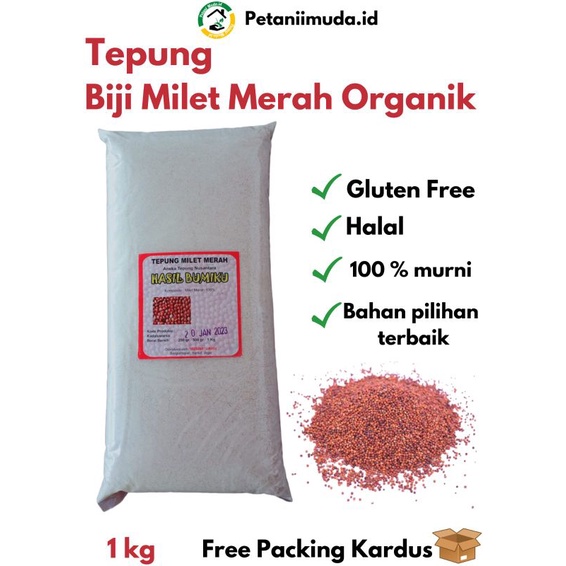 Jual Tepung Milet Merah kemasan 1 KG/Tepung Biji Milet Merah kemasan 1 ...
