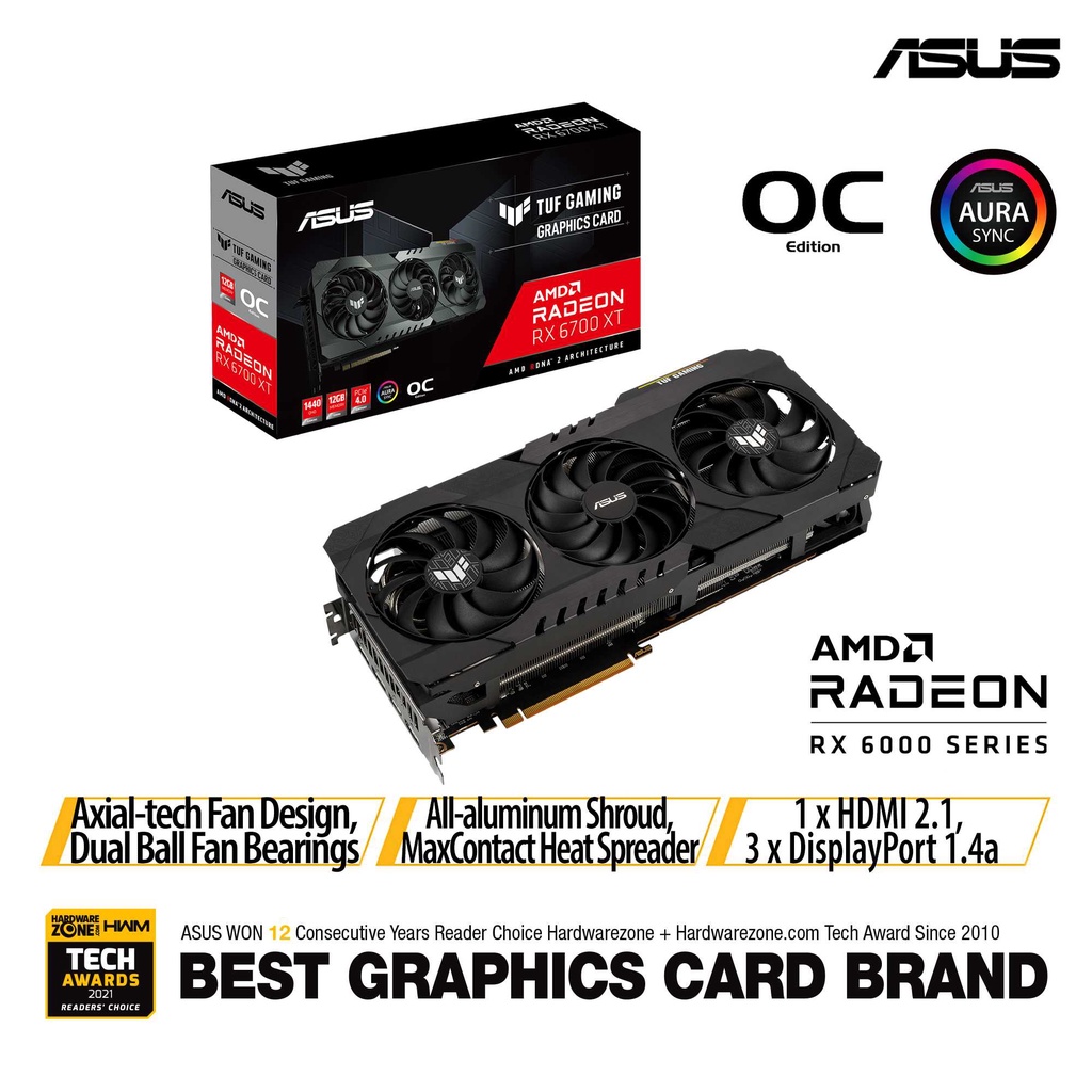 Jual ASUS TUF Gaming Radeon™ RX 6700 XT OC Edition 12GB GDDR6 | Shopee ...