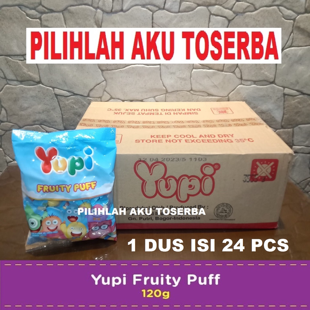 Jual YUPI FRUITY PUFF 120 gram - ( HARGA 1 DUS ISI 24 BUNGKUS ) | Shopee Indonesia