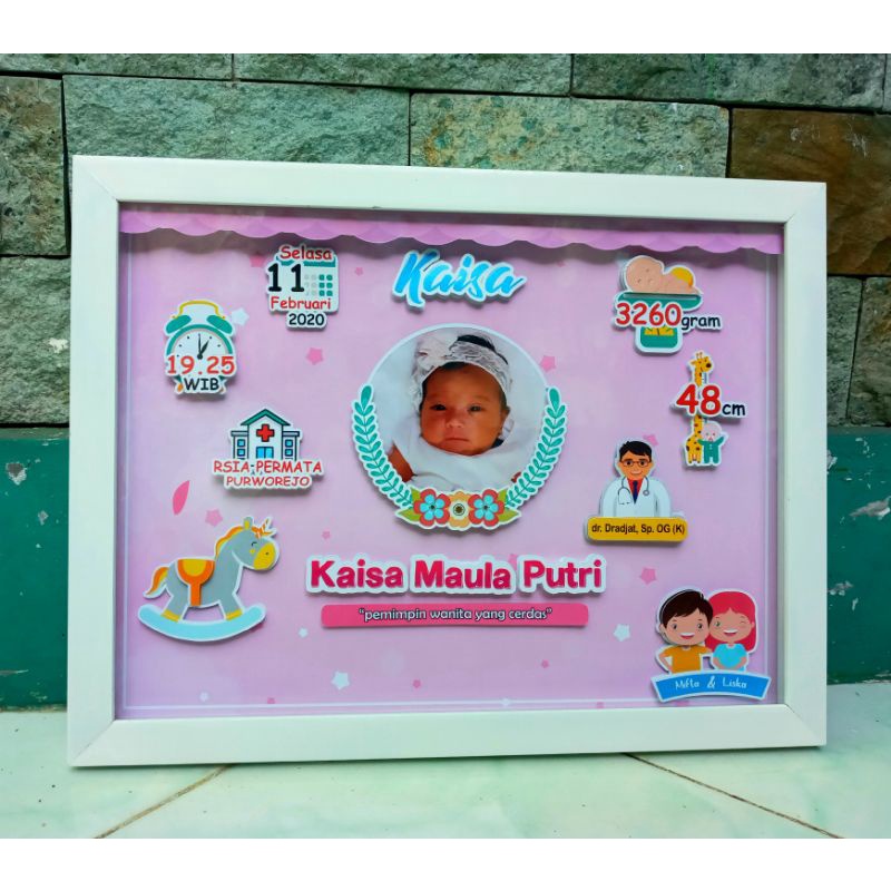 Jual FOTO BIODATA BAYI 3D/POP UP FRAME BIODATA BAYI/ DATA KELAHIRAN ...