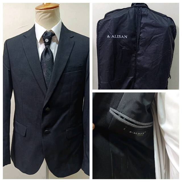 Jual Jas Pria Eksklusif Alisan Hitam Atasan Semi Wool | Shopee Indonesia