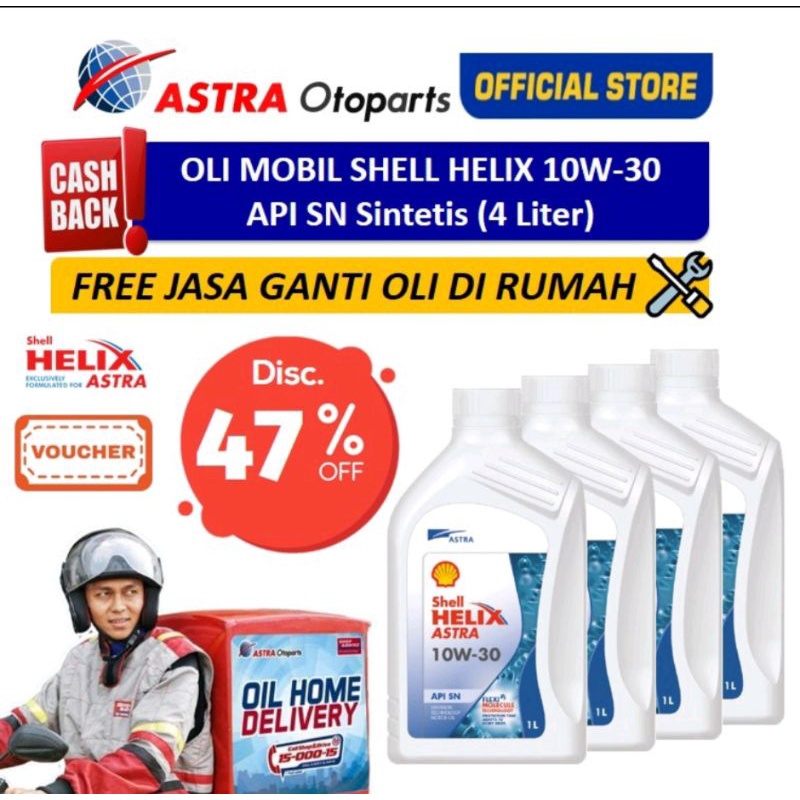 Jual Oli Shell Helix Astra 10W-30 + Free Ganti Oli 4 Liter di rumah ...