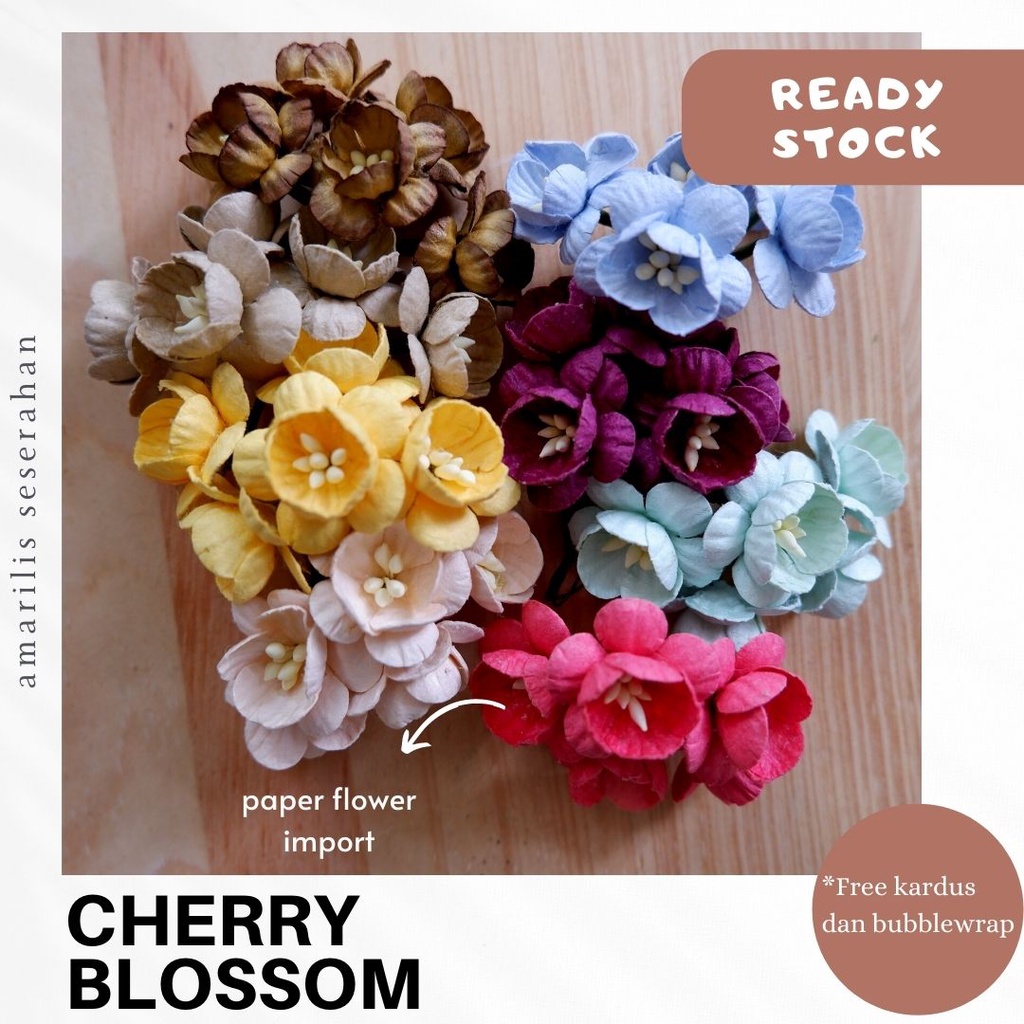 Jual 205. Mulberry Paper Flower Bunga Kertas Scrapbook Mahar Cherry ...