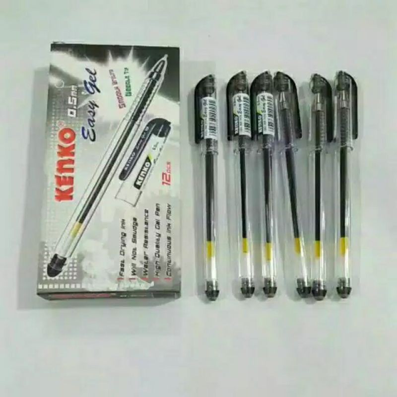 Jual KENKO pen easy gel 0.5 hitam pulpen pena bolpen 1 PACK / 12 Pcs | Shopee Indonesia