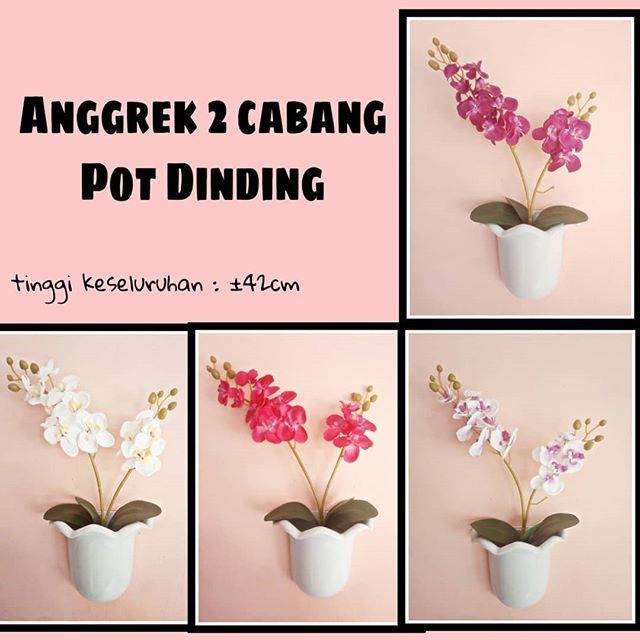 Jual Anggrek 2 cabang artificial pot dinding | Shopee Indonesia