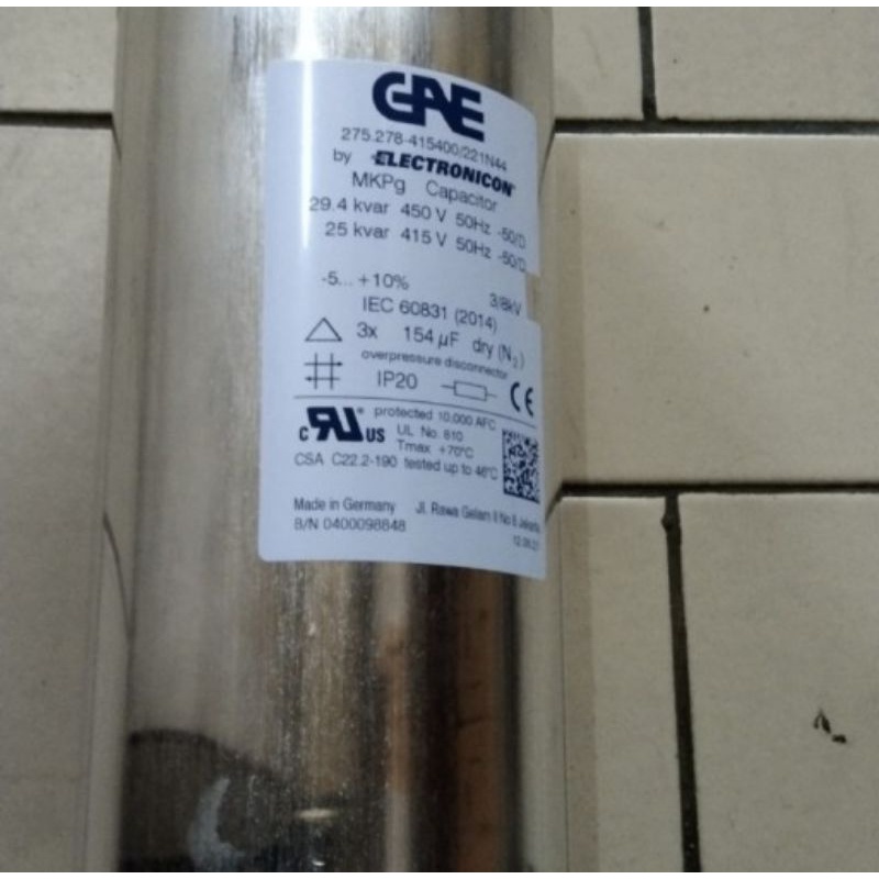Jual capacitor/kapasitor GAE 25kvar MKPg 415v 3phase | Shopee Indonesia