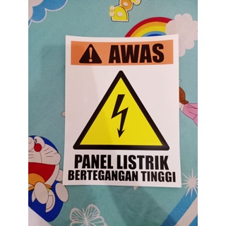 Jual stiker Awas Arus Listrik Tegangan Tinggi 23x30cm sign Rambu k3 ...