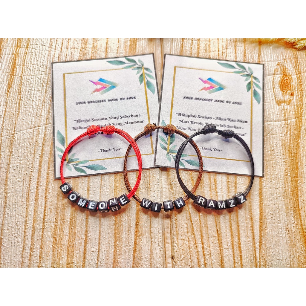 Jual Gelang Initial Nama | Gelang Tali Nama Custom | Gelang Nama Tali ...