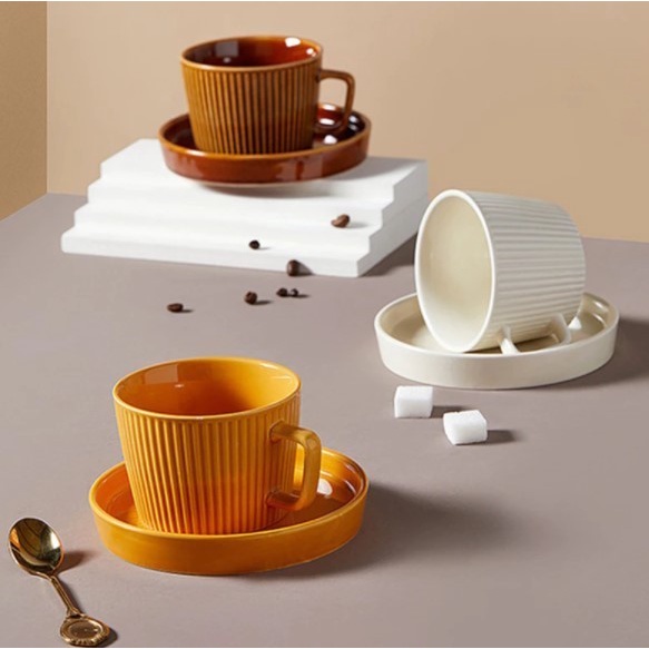 Jual cangkir kopi mug teh aesthetic set cangkir dan saucer mug coffee ...