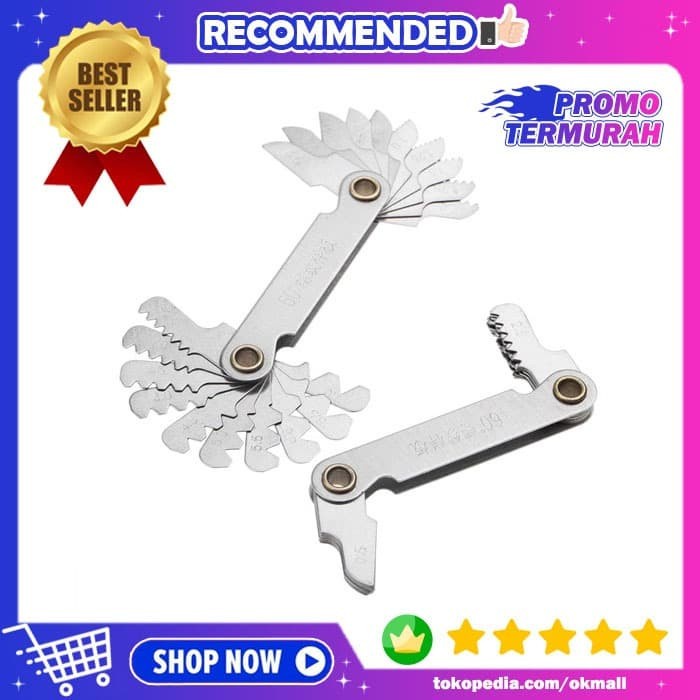 Jual Alat Ukur Mal Ulir Drat Baut Thread Screw Pitch Gauge Whitworth ...