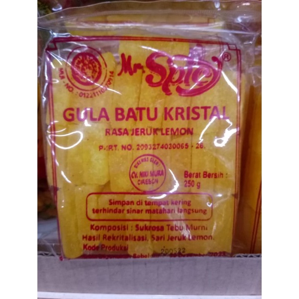 Jual Gula Batu Kristal rasa Lemon Mr Spicy kemasan 250 gr | Shopee ...
