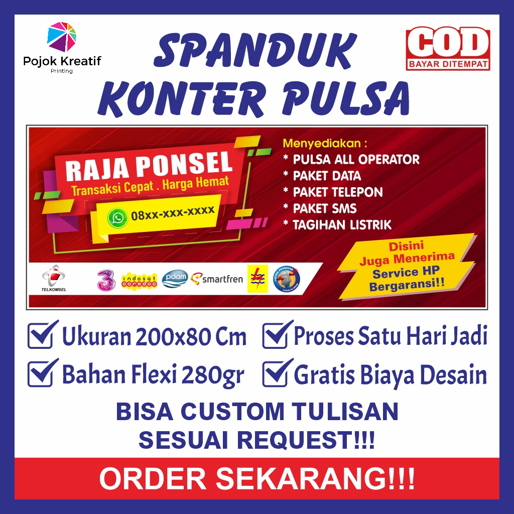 Jual Spanduk Sepanduk Banner Baner Bener Benner Backdrop Promosi Usaha Konter Jual Pulsa Paket ...