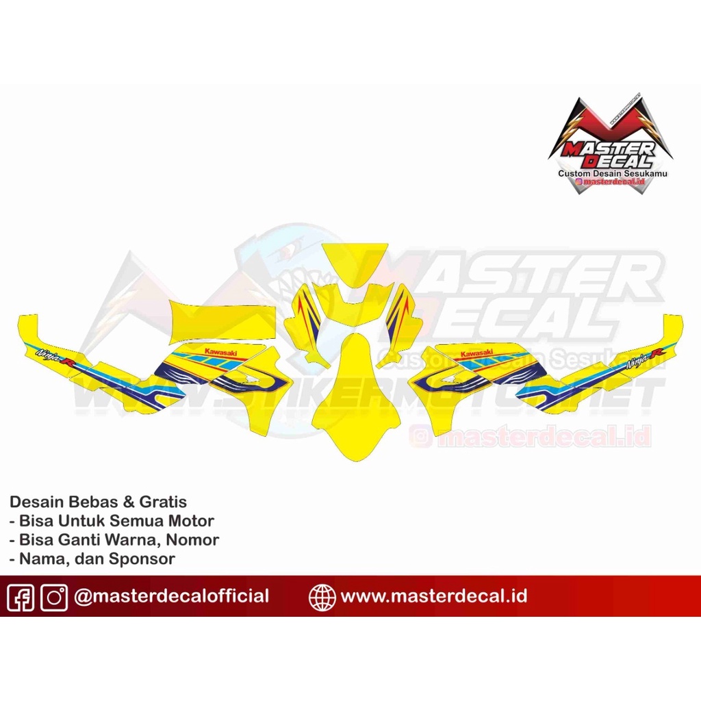 Jual Stiker Decal Full Body Custom Ninja R Motif Simpel Yellow Grade A ...