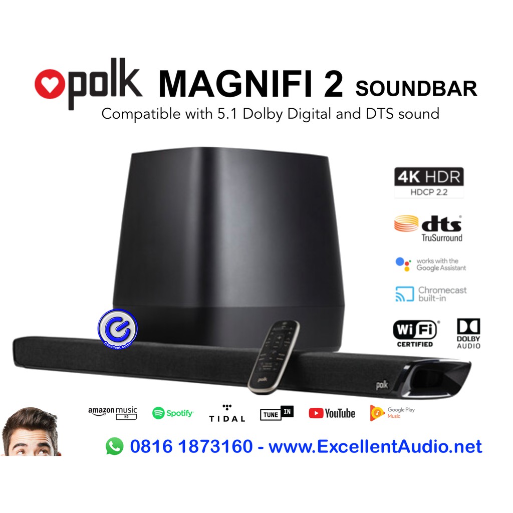 Jual Polk Magnifi2 magnifi 2 dolby digital DTS 4K spotify soundbar ...