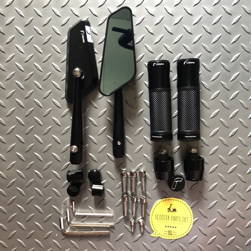 Jual Paket Spion Rizoma Circuit Full CNC Black & Handgrip Rizoma Barend ...