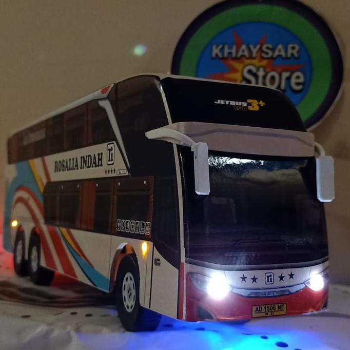 Jual miniatur bus bis mainan bus bis double deker Rosalia Indah plus ...