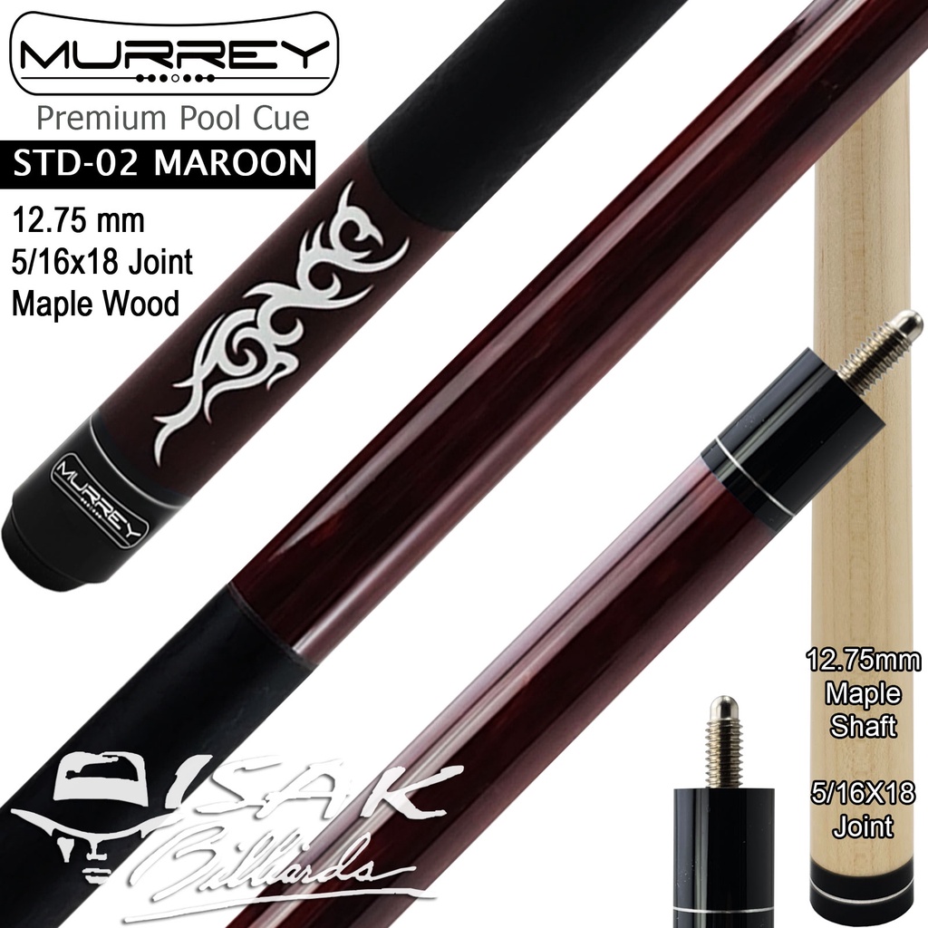 Jual Murrey STD-2 Maroon - Maple Pool Billiard Cue Stick - Stik Biliar ...