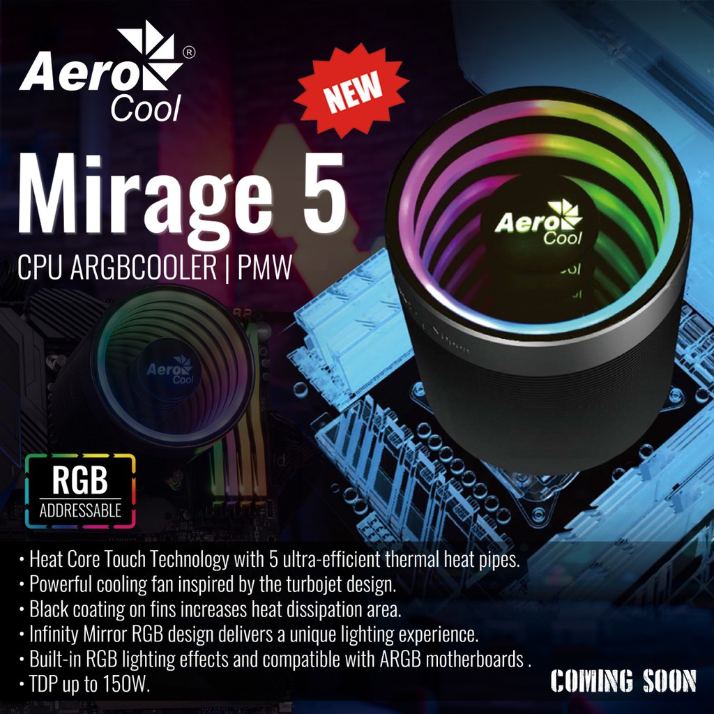 Jual Aerocool MIRAGE 5 CPU Air Cooler ARGB | Shopee Indonesia