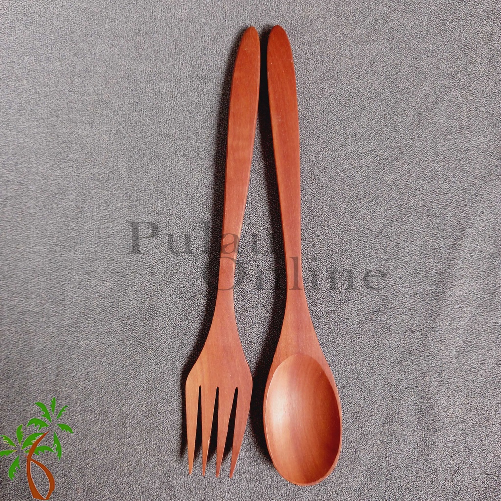 Jual Set Sendok Garpu Makan Saji Kayu Sawo | Wooden Cutlery Spoon ...