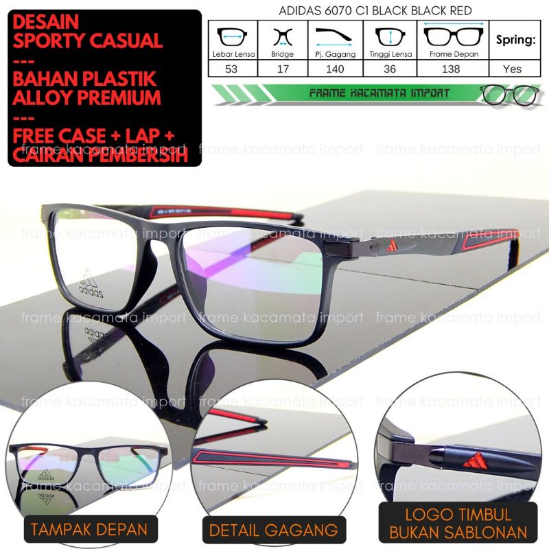Jual Frame Kacamata Adidas Sport - Lensa Minus & Progresif | Shopee ...