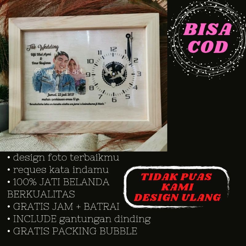 Jual [BISA COD] JAM DINDING LUKIS KAYU CUSTOM FOTO kado ulang tahun ...