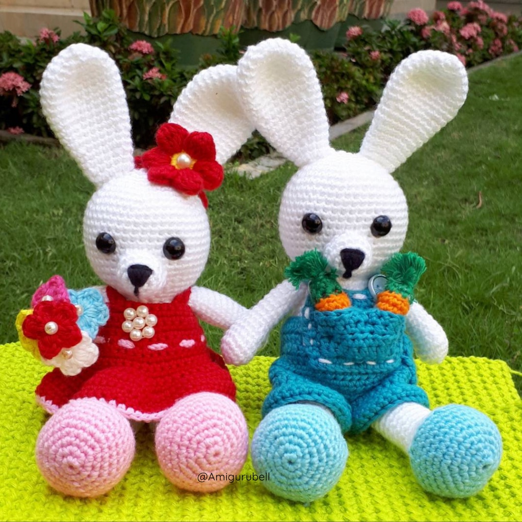 Jual Boneka Rajut Rabbit / Bunny / Kelinci Couple Benang Sutra ...