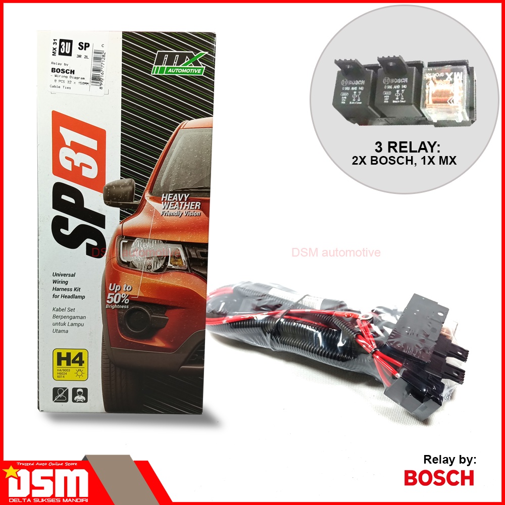 Jual Kabel Relay Set Lampu Mobil Soket H4 - 3 Relay / Head Lamp H4 ...