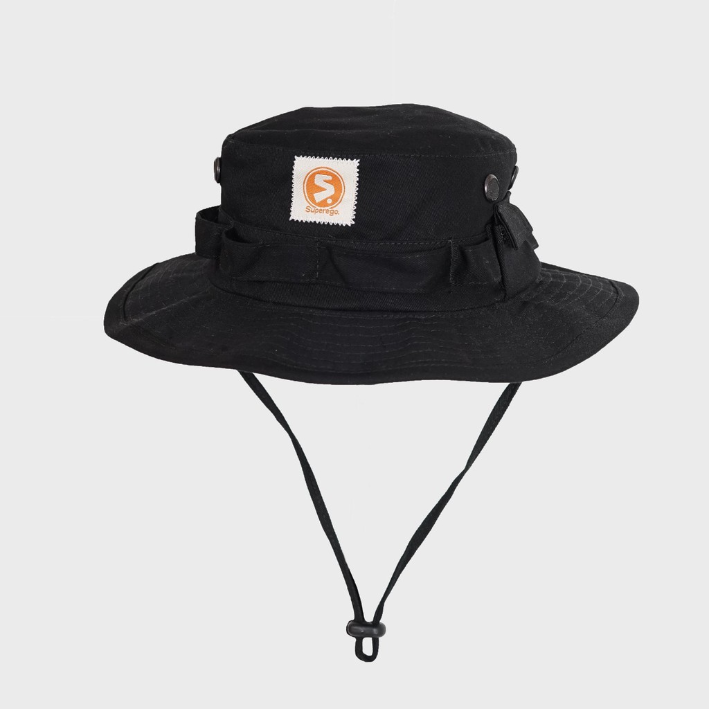 Jual Superego Topi Jungle Hat | Topi Rimba Hitam Woven | Shopee Indonesia